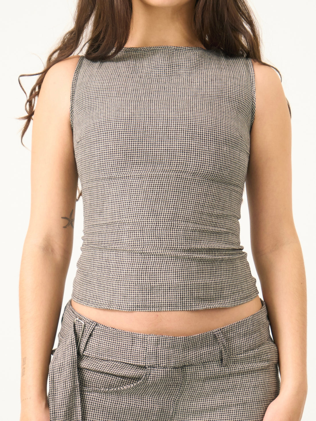 charlie top - dogtooth linen – K&R London