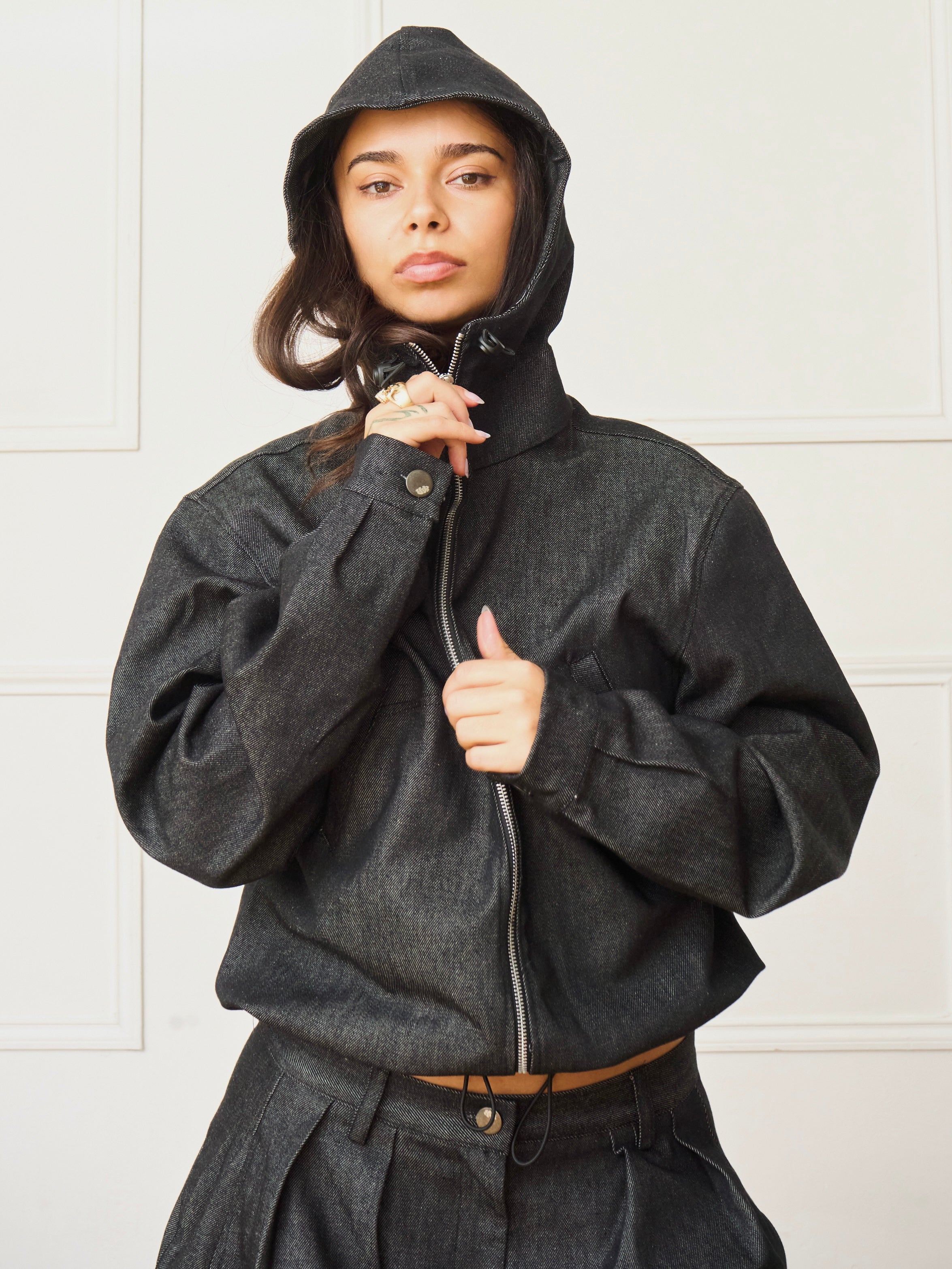 jamie jacket - dark grey denim – K&R London