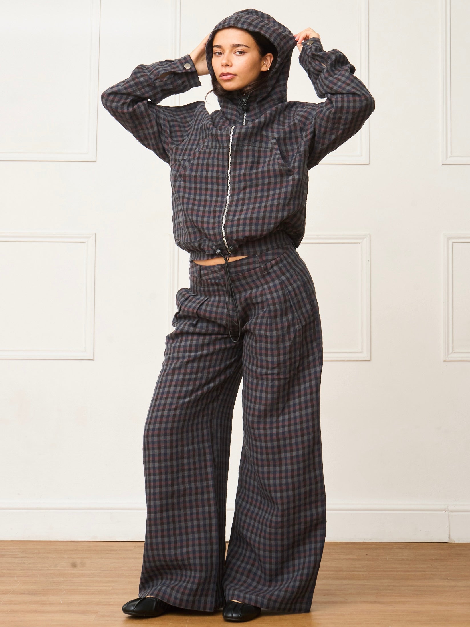 jamie jacket - gingham linen – K&R London